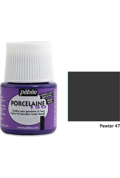 Pebeo Porcelaine 150 Porselen Boyası 45Ml - Pewter 47 Pebeo Porcelaine 150 Porselen Boyası 45Ml - Pewter 47