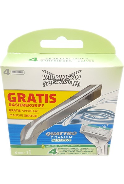 Wilkinson Sword Quattro Titanium Sensitive 4 Yedek Bıçak + Makine Wilkinson Sword Quattro Titanium Sensitive 4 Yedek Bıçak + Makine