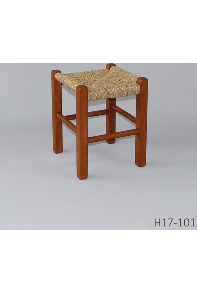 Hasır Örgülü Ahşap Tabure Ceviz 35cm (28cmx28cm)