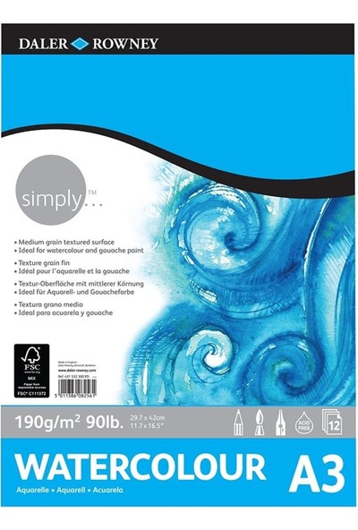 Daler Rowney Simply Sulu Boya Blok 190Gr - A3