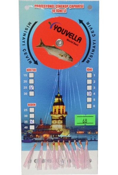 Youvella Çapari Çinekop Kolay Açılır 10 İğne Renk 68 Youvella Çapari Çinekop Kolay Açılır 10 İğne Renk 68