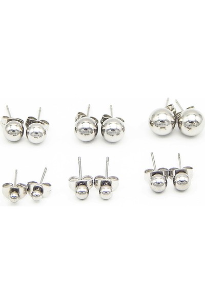 Chavin Yuvarlak Gri Top Bayan Çelik Küpe 3 Mm. Dm17-3