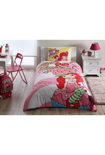 Taç Strawberry Shortcake Cute Tek Kişilik Nevresim Takımı Taç Strawberry Shortcake Cute Tek Kişilik Nevresim Takımı