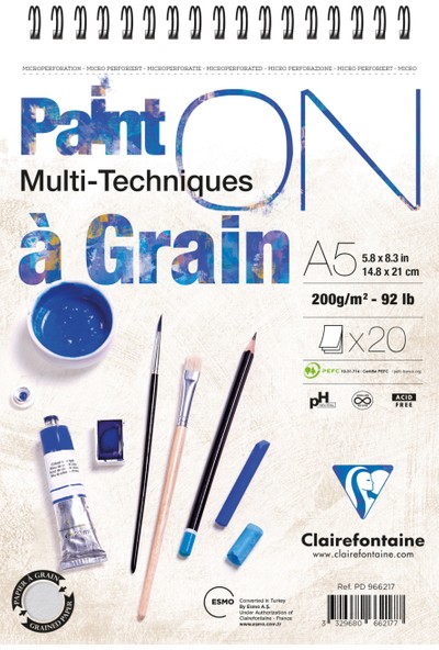 Clairfontaine Paint'On Resim Defteri A5 Telli 200 Gr 20 Yp