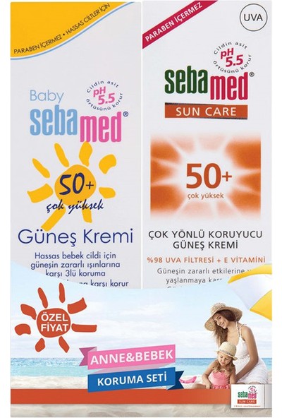 Sebamed Anne Bebek Güneş Koruma Seti 50 Faktör 75 ml Sebamed Anne Bebek Güneş Koruma Seti 50 Faktör 75 ml