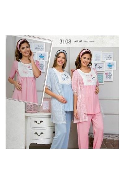 Haluk Bayram Baha Lohusa 3'lü Pijama Takım 3108 Haluk Bayram Baha Lohusa 3'lü Pijama Takım 3108
