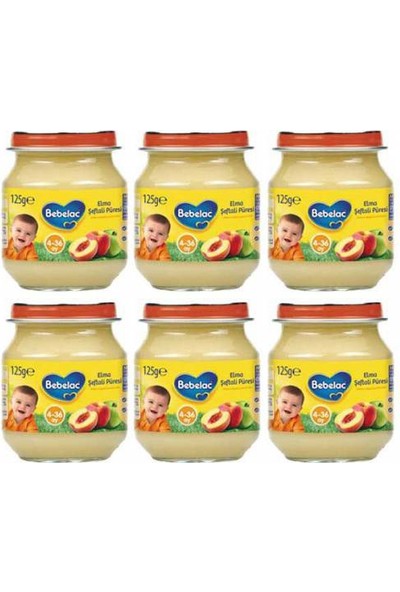 Bebelac Elma Şeftali Püreli Kavanoz Maması 125 gr - 6'lı Bebelac Elma Şeftali Püreli Kavanoz Maması 125 gr - 6'lı