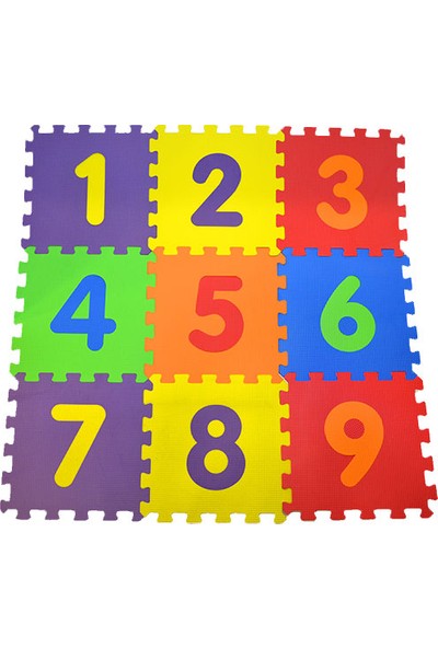 Eva Puzzle Oyun Karosu 9 Parça Yer Halısı 33 cm x 33 cm Sayılar
