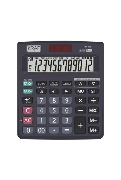 Kraf Hesap Makinesi Masaüstü 12 Hane Tax Hm-115