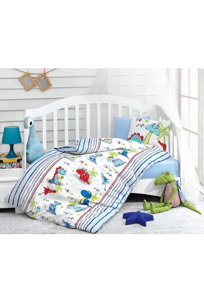 Cottonbox Baby Collectıon Dıno Mavı Bebek Nevresim Takımı