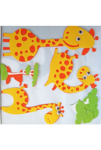 BigWall Sevimli Zürafa Ailesi 3D Üç Boyutlu Duvar Stickerı Çocuk Odası Sticker Duvar Süsleme BigWall Sevimli Zürafa Ailesi 3D Üç Boyutlu Duvar Stickerı Çocuk Odası Sticker Duvar Süsleme
