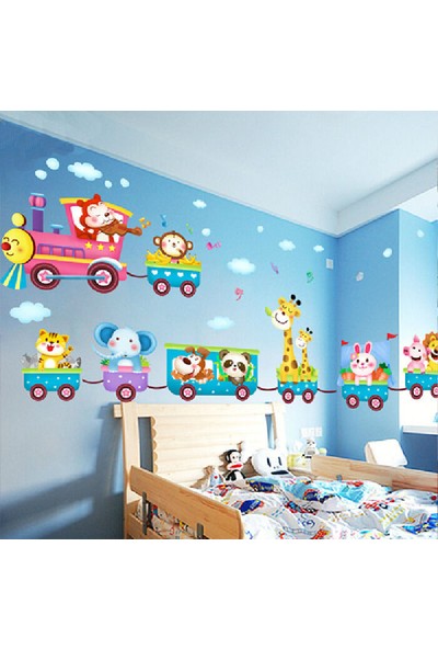 BigWall Büyük Boy Neşeli Hayvanlar Treni Duvar Stickerı Happy Animals Train Wall Sticker BigWall Büyük Boy Neşeli Hayvanlar Treni Duvar Stickerı Happy Animals Train Wall Sticker