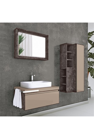 NPlus Mokka 80 cm Banyo Dolabı