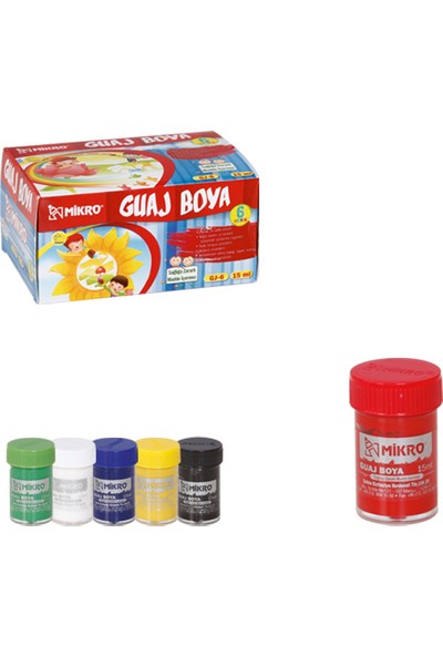 Mikro Guaj Boya Şişe 6 Renk Gj-6 Mikro Guaj Boya Şişe 6 Renk Gj-6