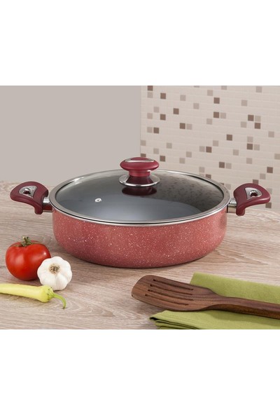 Evren GR-123 Evren Teflon Basık Tencere Gül Kurusu