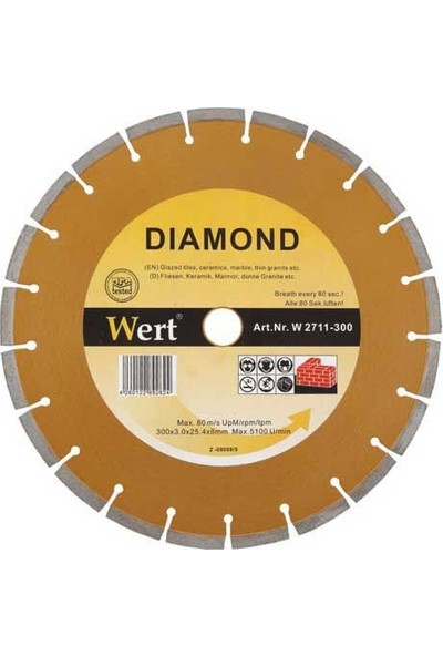 Wert 2711-300 Granit-Mermer Elmas Testere (300Mm) Wert 2711-300 Granit-Mermer Elmas Testere (300Mm)