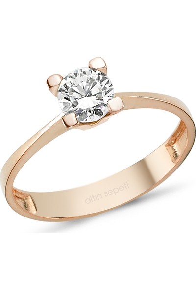 Altınsepeti Rose Altın Tektaş Yüzük As8Y88R4