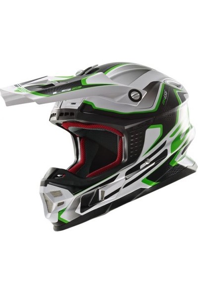 Ls2 Mx-456 Compass Fiberglass Kross Kask (Yeşil-Beyaz)