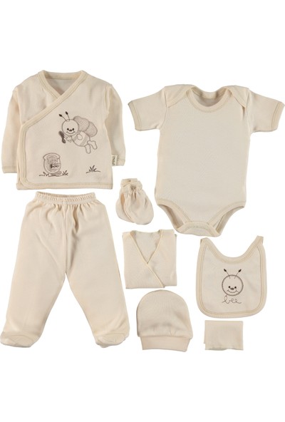 İpeksi Organik Penye 8'Li Zıbın Takımı Yenidoğan Bej