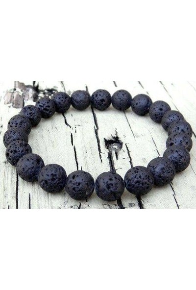 RD Ekoavm Siyah Yanardağ Lav Taşı Doğal Taş Bileklik