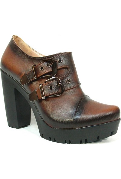 Nel Moda 1309 Kahverengi Bottie Platform Bayan Ayakkabı