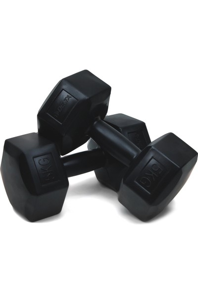 Delta 5 Kg x 2 Adet Köşeli Siyah Plastik Dambıl Ağırlık Seti