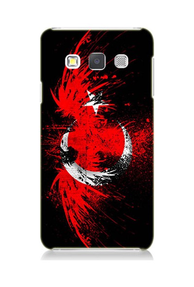 Teknomeg Samsung Galaxy A7 A700 Kartal Üzerinde Bayrak Desenli Silikon Kılıf