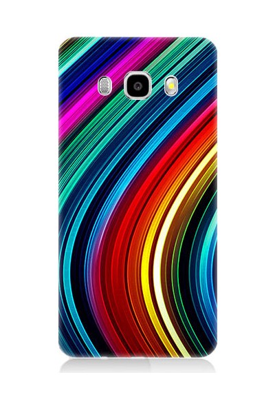 Teknomeg Samsung Galaxy J5 2016 Renkli Çizgiler Desenli Silikon Kılıf
