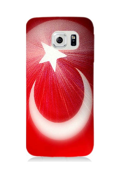 Teknomeg Samsung Galaxy S6 Türk Bayrağı Desenli Silikon Kılıf