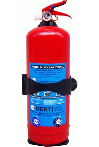 Mert Denizcilik/Marine (Sörvey) Sertifikalı 2 kg ABC Tozlu Yangın Söndürme Tüpü