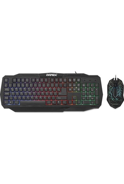 Everest KMX-86 Olivine Siyah Usb RGB Işıklandırmalı Oyuncu Q Multimedia Klavye + Mouse Set Everest KMX-86 Olivine Siyah Usb RGB Işıklandırmalı Oyuncu Q Multimedia Klavye + Mouse Set