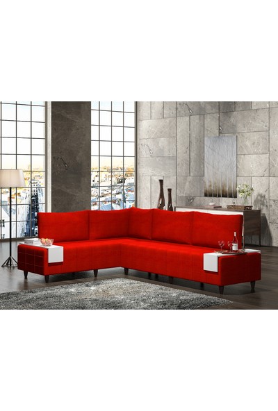 Evdemo İnferno Köşe Koltuk Takımı - Kırmızı Evdemo İnferno Köşe Koltuk Takımı - Kırmızı