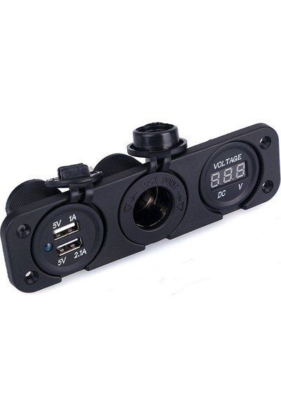 Motosiklet Oto Çift USB Sarj Çakmak Soketi Voltmetre 12V