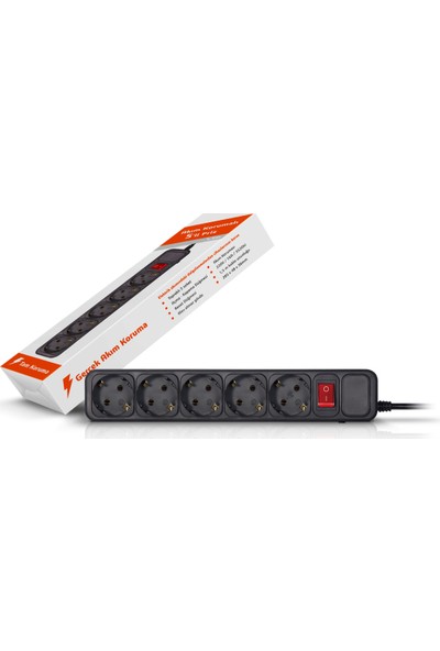 Pratigo 5'li Akım Korumalı Grup Priz Siyah Pratigo 5'li Akım Korumalı Grup Priz Siyah