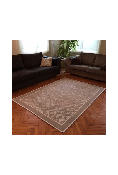 Alize Pamuklu Bukle Kilim Labirent Modeli Ekru - Bej 80x200 cm Alize Pamuklu Bukle Kilim Labirent Modeli Ekru - Bej 80x200 cm