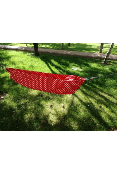Baskaya Çocuk, Bebek .Çift Katlı.Güvenlik Kemerli Kumaş Hamak Kırmızı Puanlı