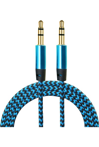 Diwu AUX Stereo 3.5mm Data Ses Örgü Kablo Mavi Diwu AUX Stereo 3.5mm Data Ses Örgü Kablo Mavi