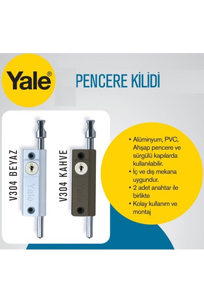 Yale V304W Kapı Pencere Emniyet Kilidi