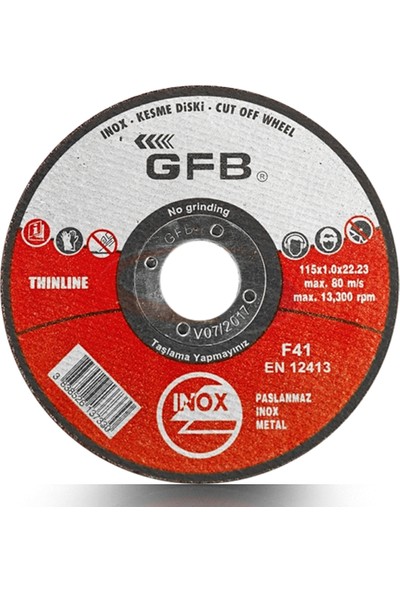 Gfb Metal Kesici Taş 115X1 Inox Kesme Taşı Gfb Metal Kesici Taş 115X1 Inox Kesme Taşı