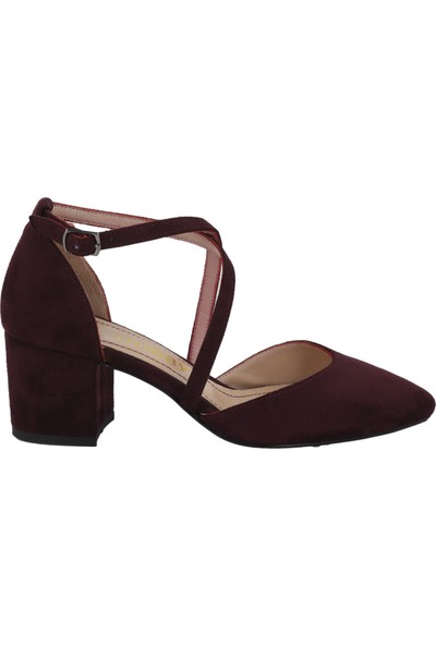 Hobby Bordo Süet Stiletto Kadın Ayakkabı 530