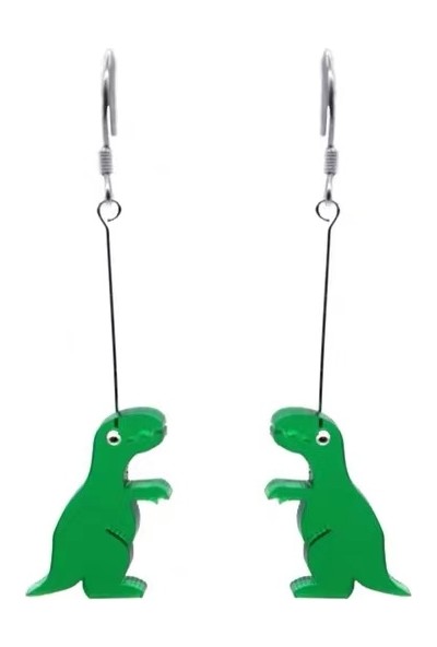 A-Piece Dinozor 925 Gümüş Optik Akrilik El Yapımı Küpe