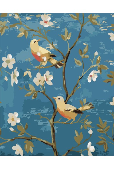 Womb Hobby Kuslar 2 Sayılarla Boyama Seti 40 x 50 cm Tuvale Gerili