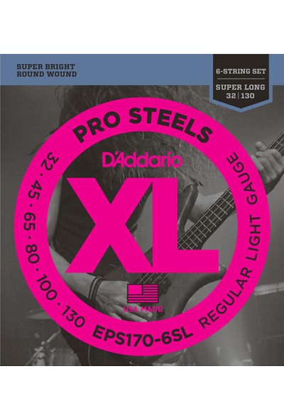 D'Addario EPS170-6SL Prosteels 6-String Bass- Light- 30-130- Super Long Scale Takım Tel 6 Telli Bas Gitar Teli 032-130 D'Addario EPS170-6SL Prosteels 6-String Bass- Light- 30-130- Super Long Scale Takım Tel 6 Telli Bas Gitar Teli 032-130