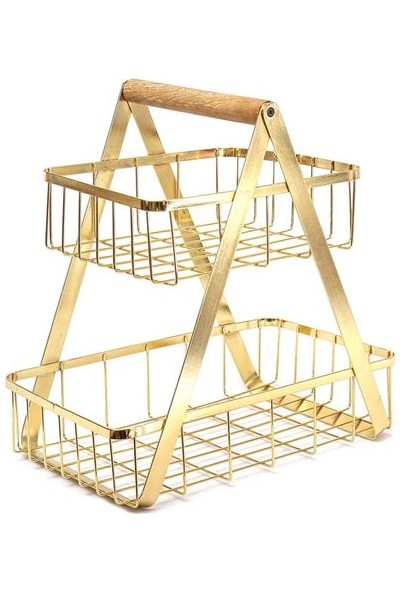 Zarif Home Iki Katlı Sunumluk Sepeti Gold Zarif Home Iki Katlı Sunumluk Sepeti Gold