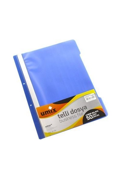 Umix Plastik Telli Dosya Plus Lacivert 50'li