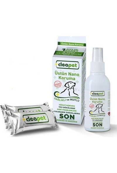 Cleapet Kedi Sağlık Paketi 1 Kutu Havlu + 1 Adet Nano Sprey 150 ml