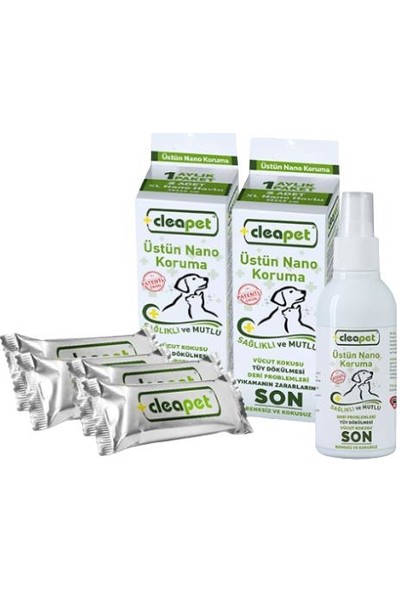 Cleapet Kedi Büyük Sağlık Paketi 2 Kutu Havlu + 1 Adet Nano Sprey 150 ml