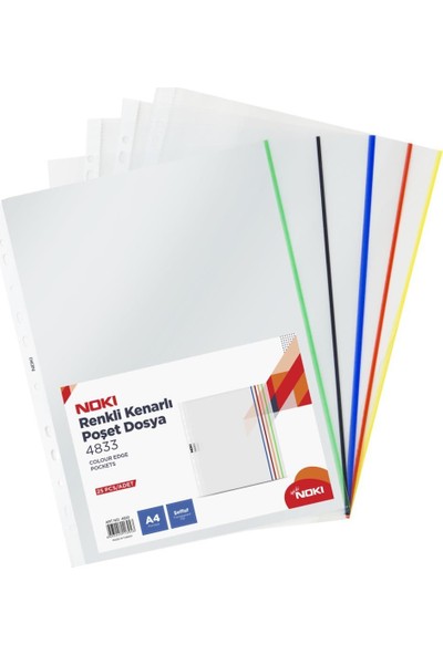 Noki Renkli Kenarlı Poşet Dosya 25'li