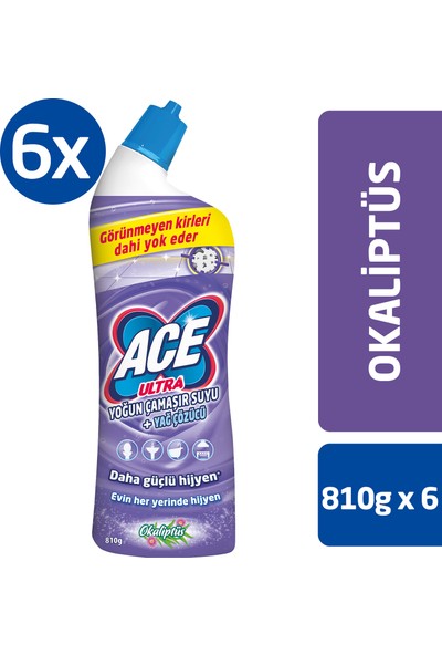 ACE Ultra Yoğun Kıvamlı Çamaşır Suyu Okaliptus 810g x6 ACE Ultra Yoğun Kıvamlı Çamaşır Suyu Okaliptus 810g x6