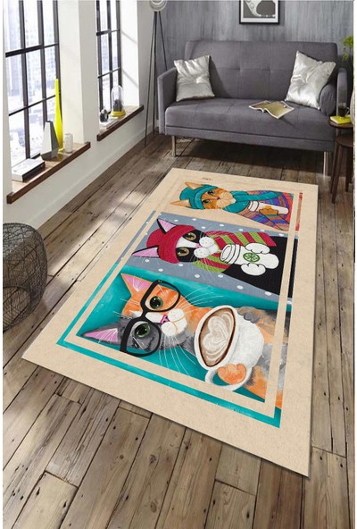 Cappio Halı Hardal Gri Tonlu Kanvas Desenli Halı CP597 Cappio Halı Hardal Gri Tonlu Kanvas Desenli Halı CP597